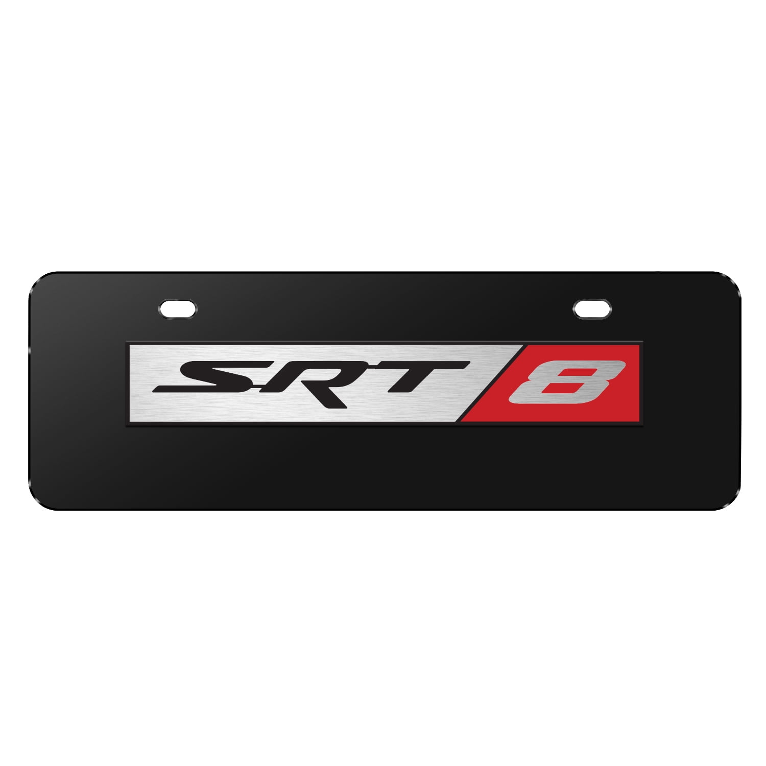 Dodge SRT-8 Logo 3D Logo 12" x 4.25" European Look Black Half-Size Stainless Steel License Plate ...