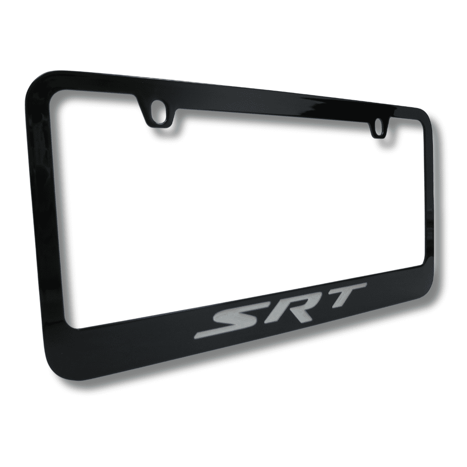 Dodge SRT Engraved Logo Black Zinc Metal License Plate Frame Official ...