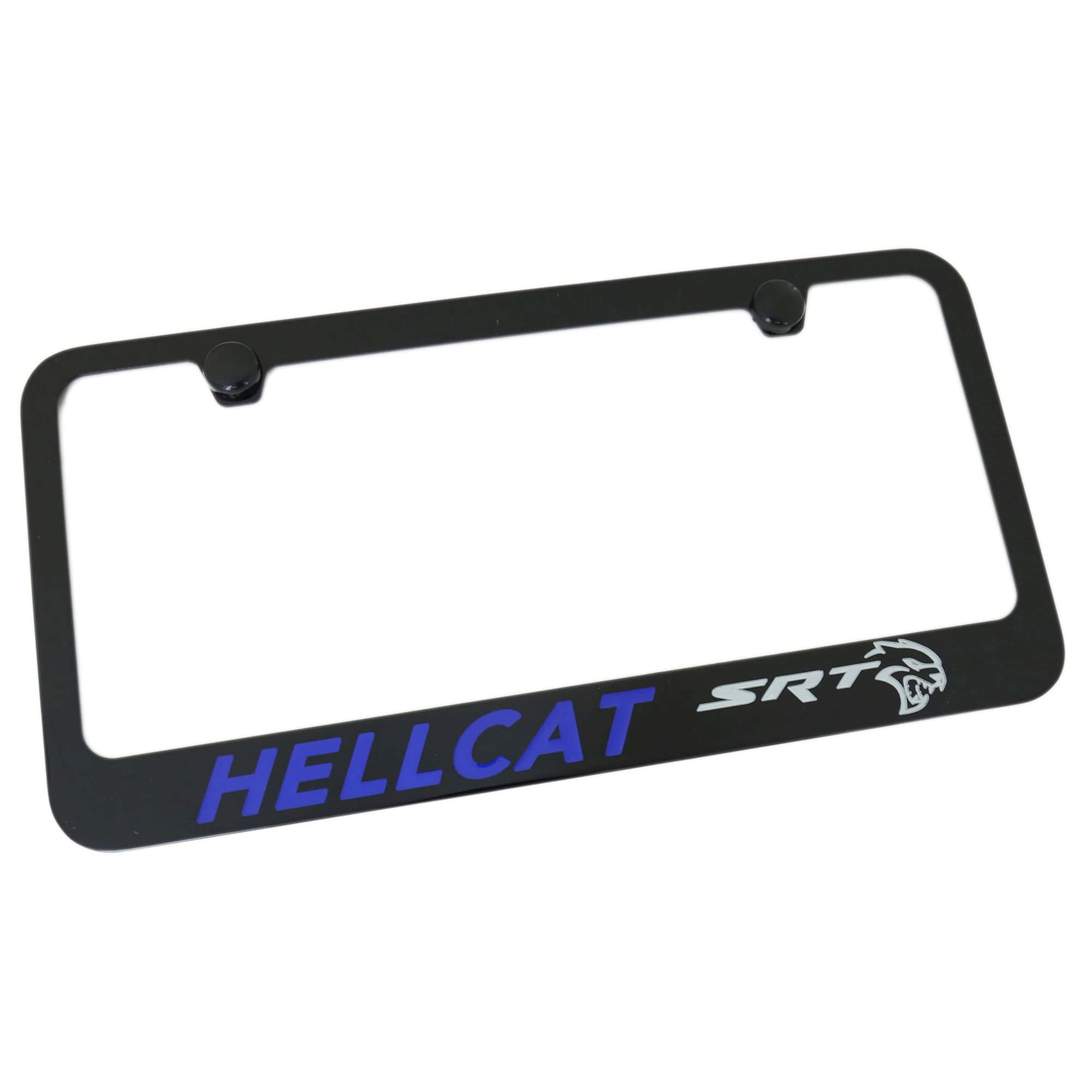 Dodge SRT HellCat Blue and Silver Name License Plate Frame (Black ...