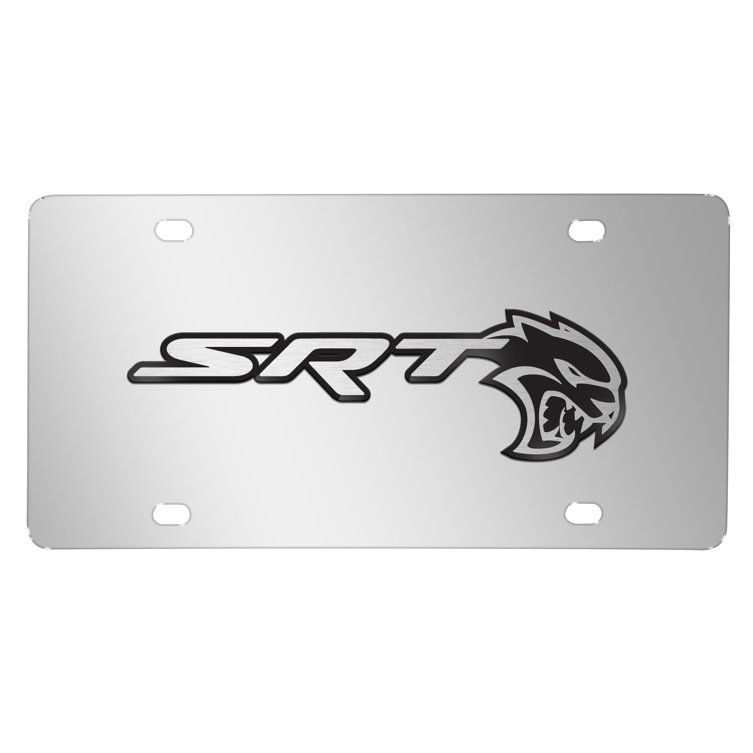Dodge SRT Hellcat 3D Logo on Chrome Stainless Steel License Plate ...