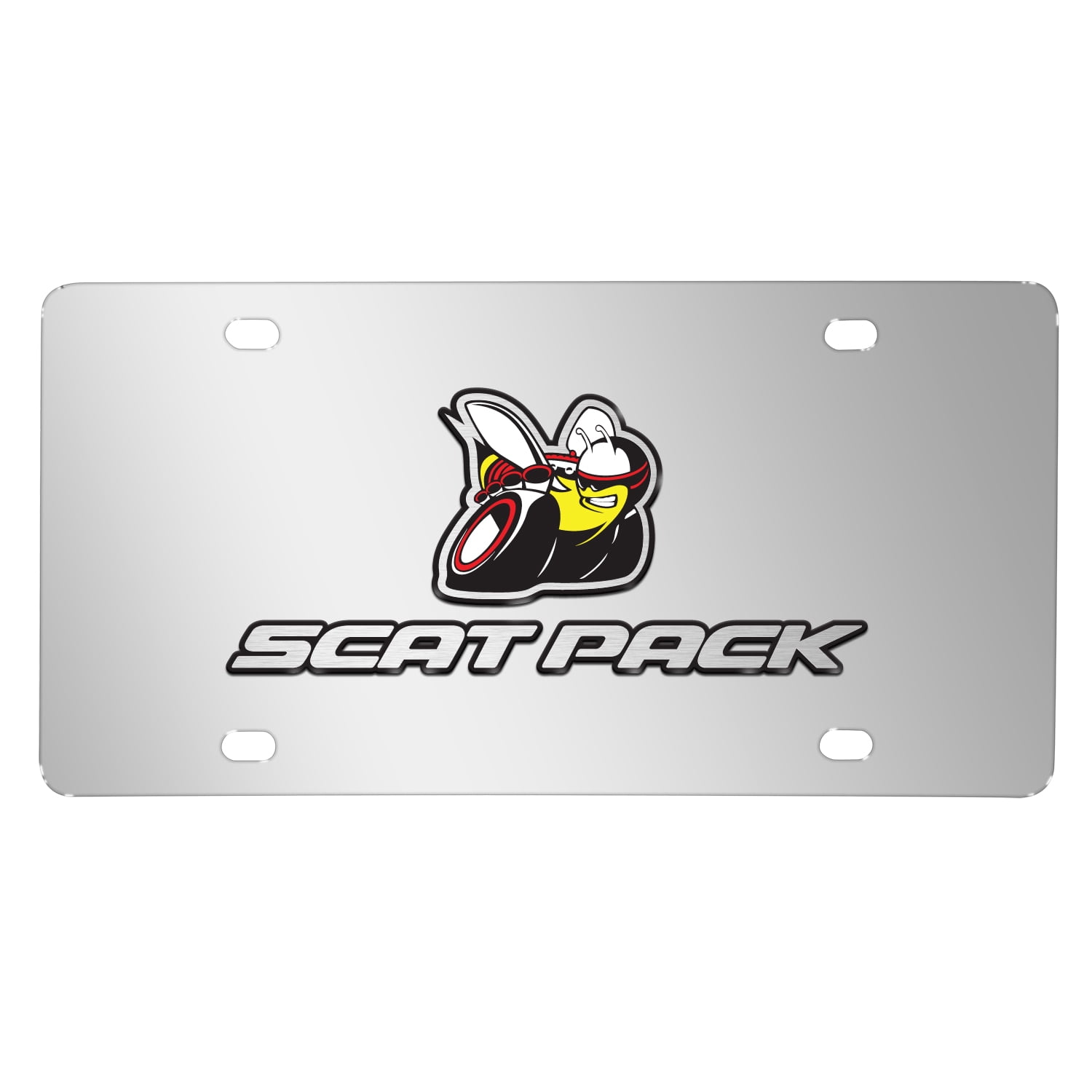 Dodge Scat-Pack Full Color 3D Logo on Chrome Stainless Steel License ...