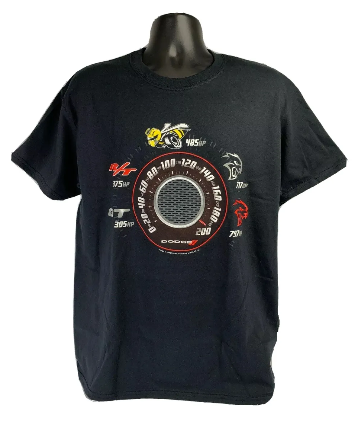 Dodge Speedometer R/T Super Bee Hellcat Demon Black T-Shirt - M ...