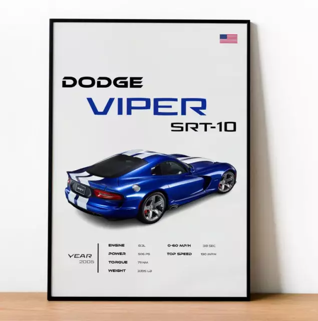 Dodge Viper Srt-10 Poster - American Muscle Legend Car Art - Sports Car ...