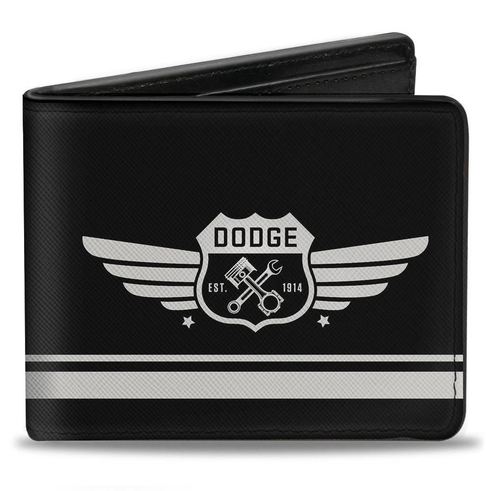Dodge Wallet, Bifold, Dodge Garage Emblem Stripe Black Light Gray ...