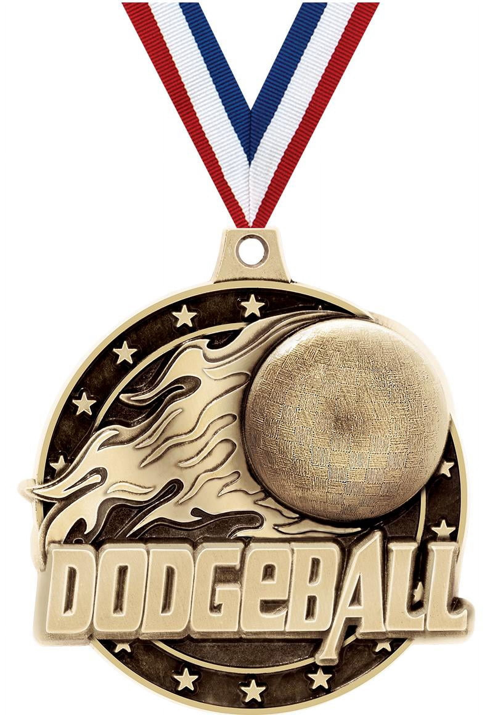 Dodgeball Medals, 2" Gold Diecast Dodgeball Medal Award 10 Pack ...