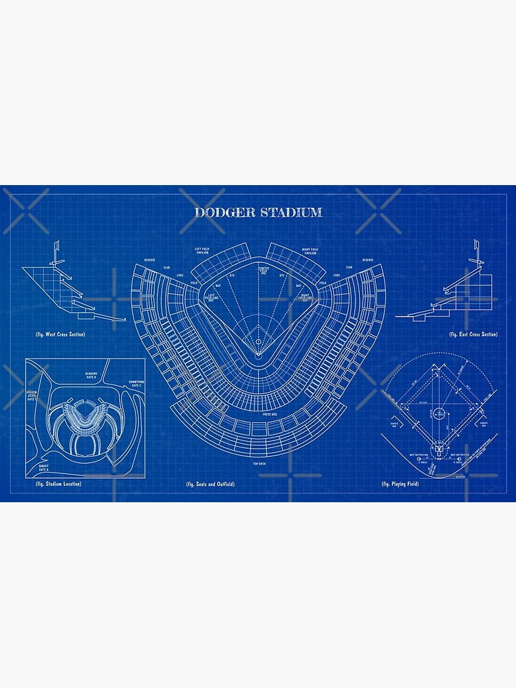 Dodger Stadium (Blueprint) Poster Framed-unframed - Walmart.com