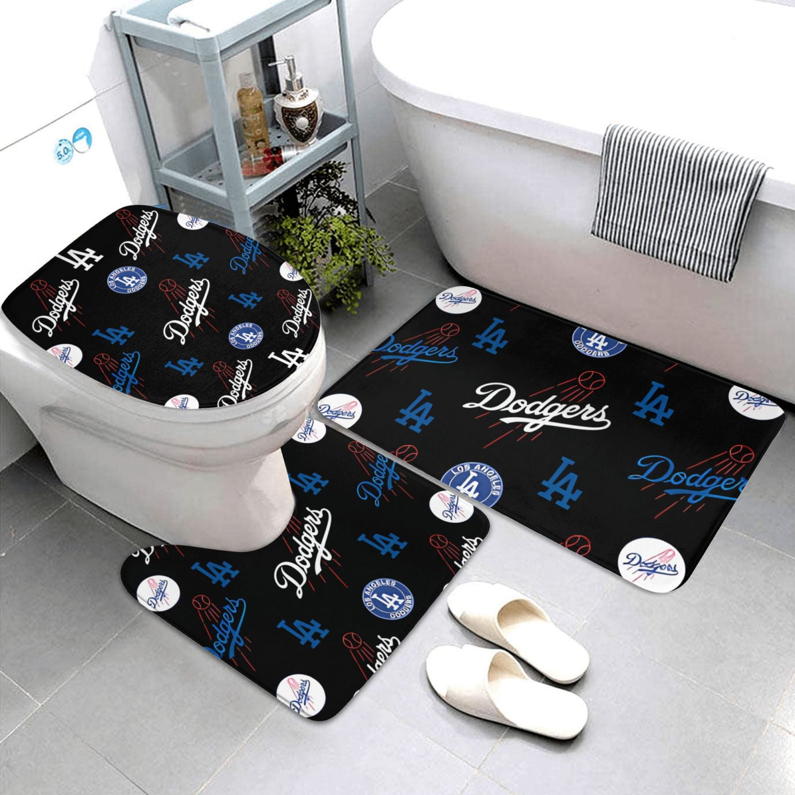 Dodgers Baseball Team Custom Luxury Flannel Bathroom Rug Set of 3 ...