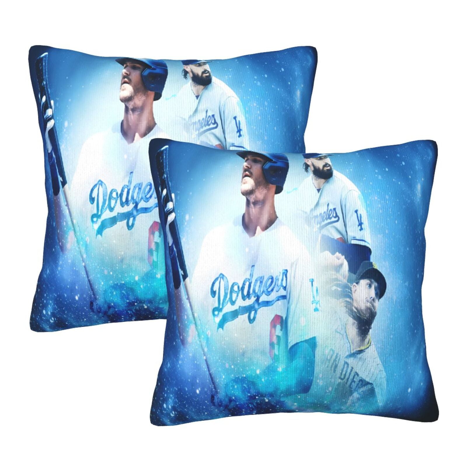Dodgers Baseball Team Double Sided Plush Pillow Cover (2 Pack), Sofa Cushion Cover Decorative ...