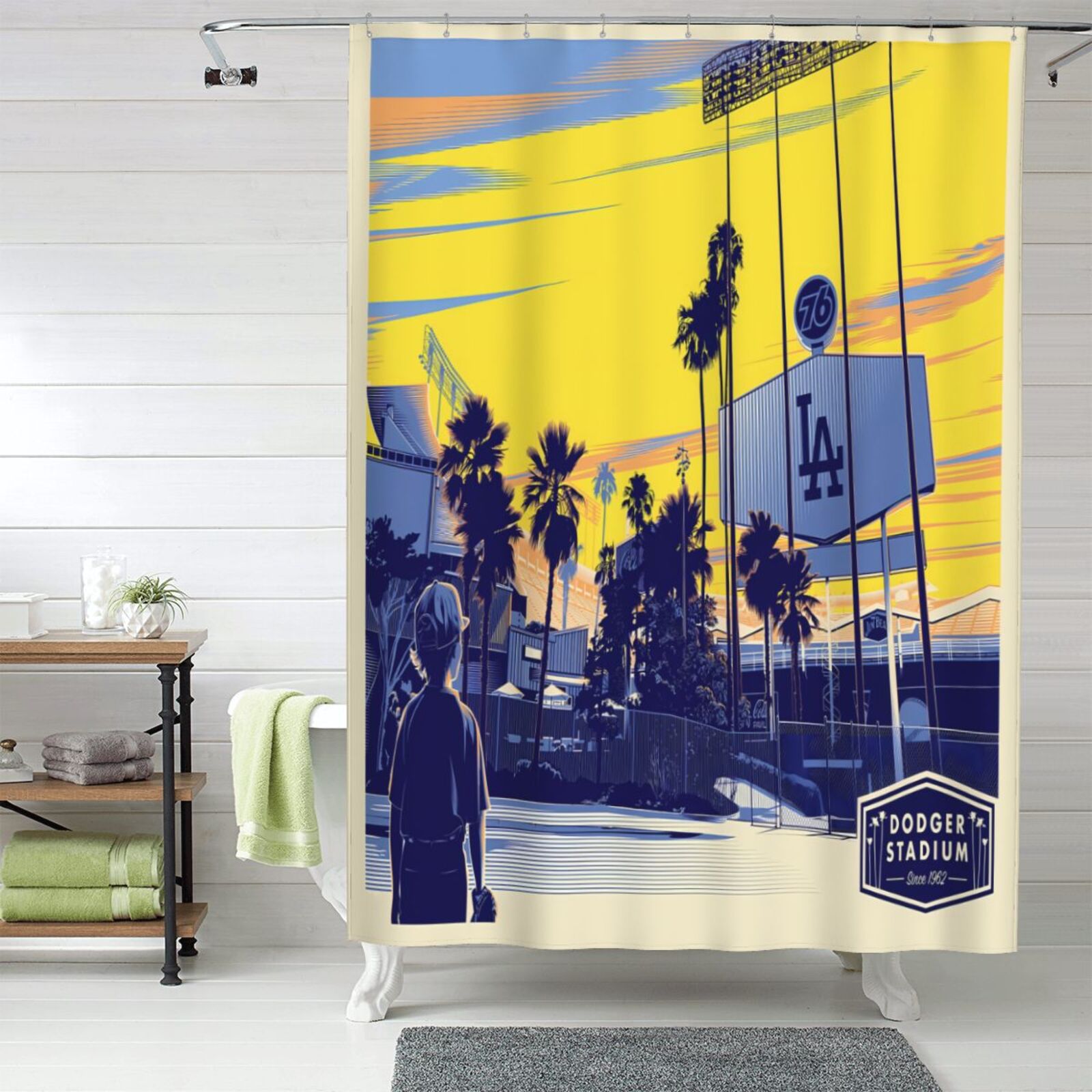 Dodgers Baseball Team Waterproof Sports Shower Curtain 60x72in ...