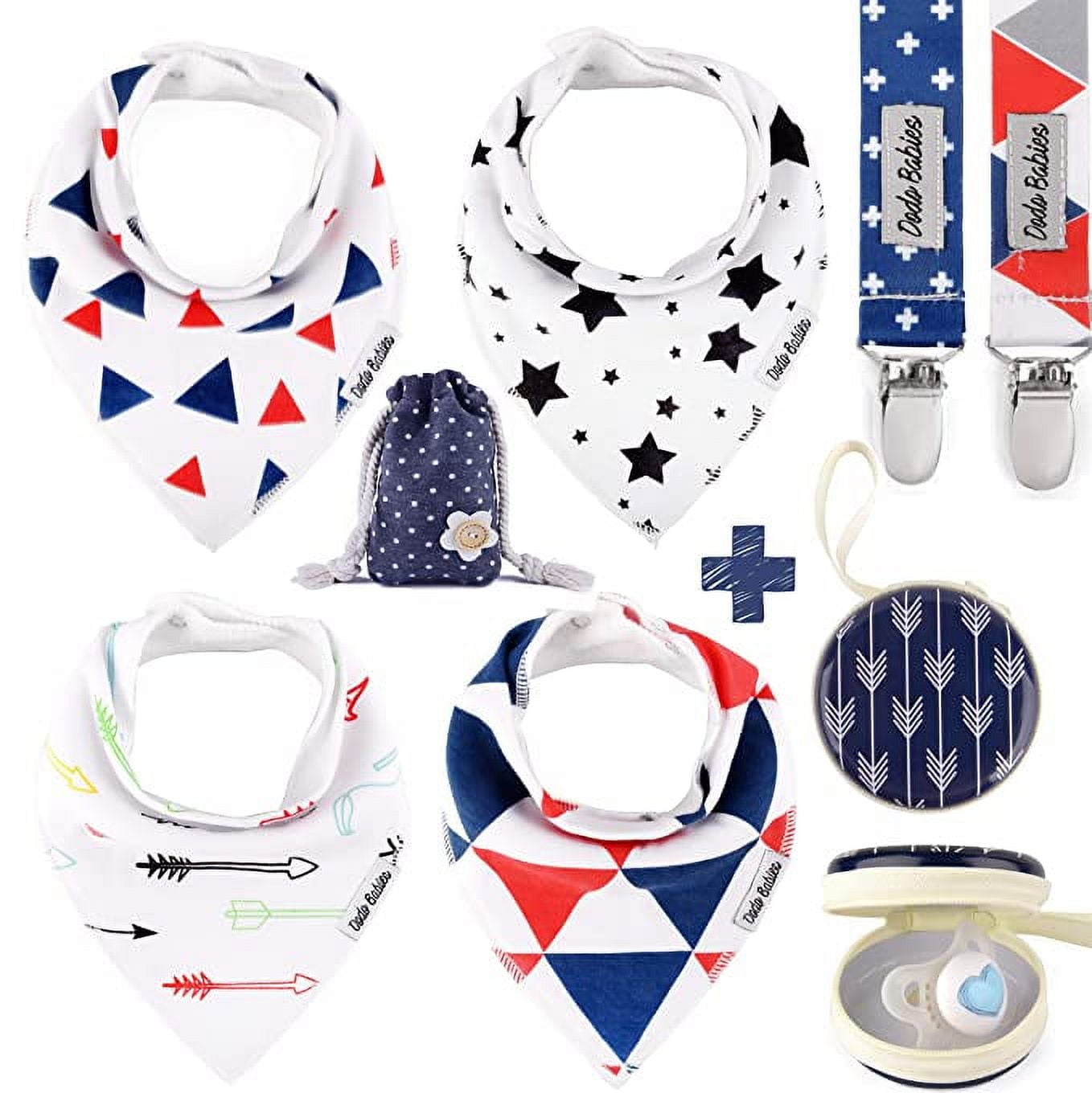 Dodo Babies 4 Pack Baby Bandana Drool Bibs with 2 Pacifier Clips and 1 ...