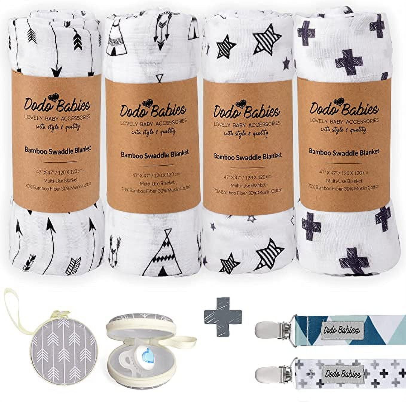Dodo Babies Newborn Infant 4 Pack Bamboo Muslin Swaddle Blanket with ...