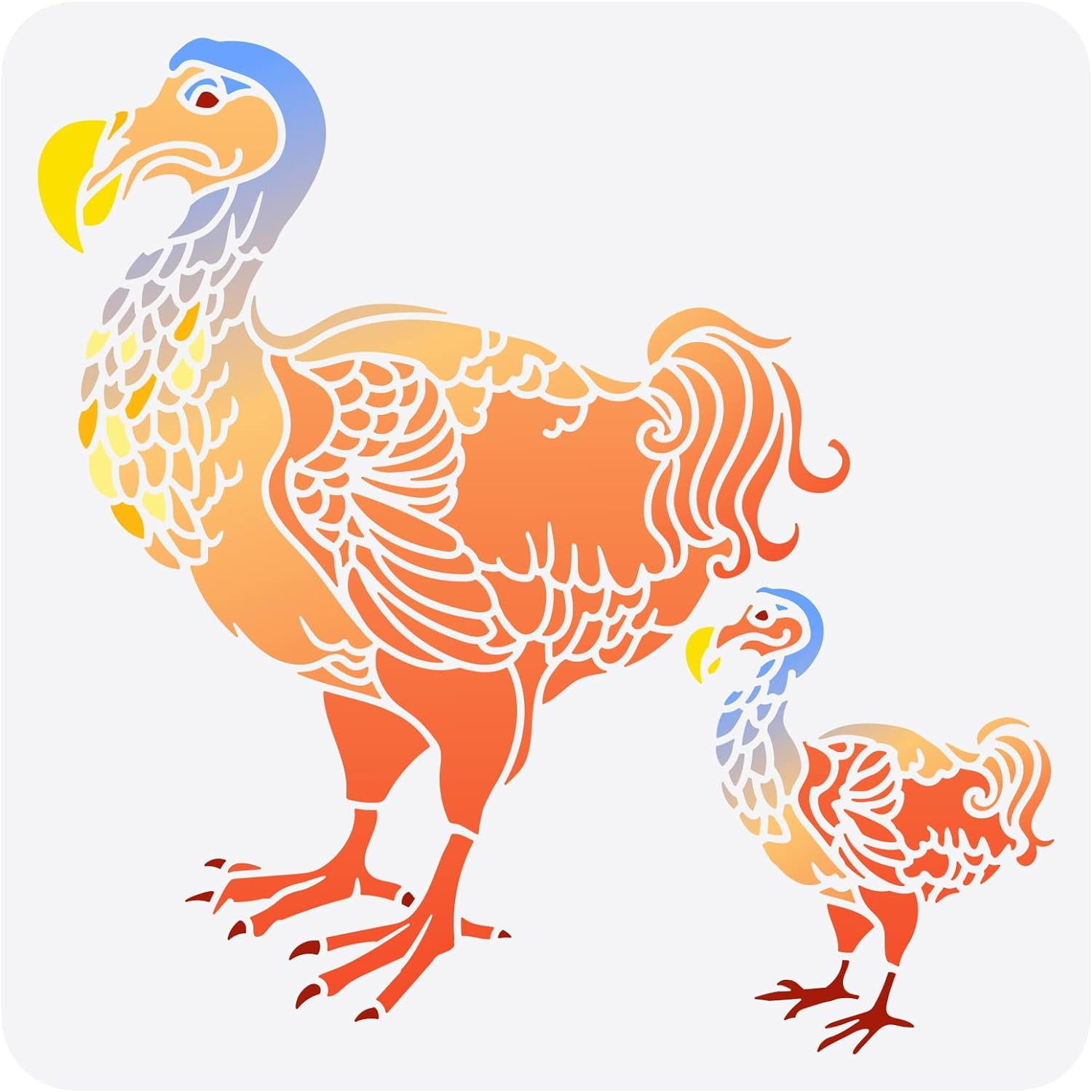 Dodo Pair Painting Stencil 11.8x11.8inch Bird Pattern Drawing Template ...