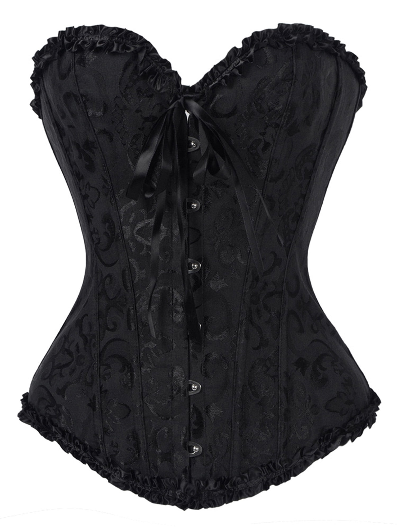 Dodoing Women's Satin Lace Up Corset & Bustier, Plus Size Tummy Control ...
