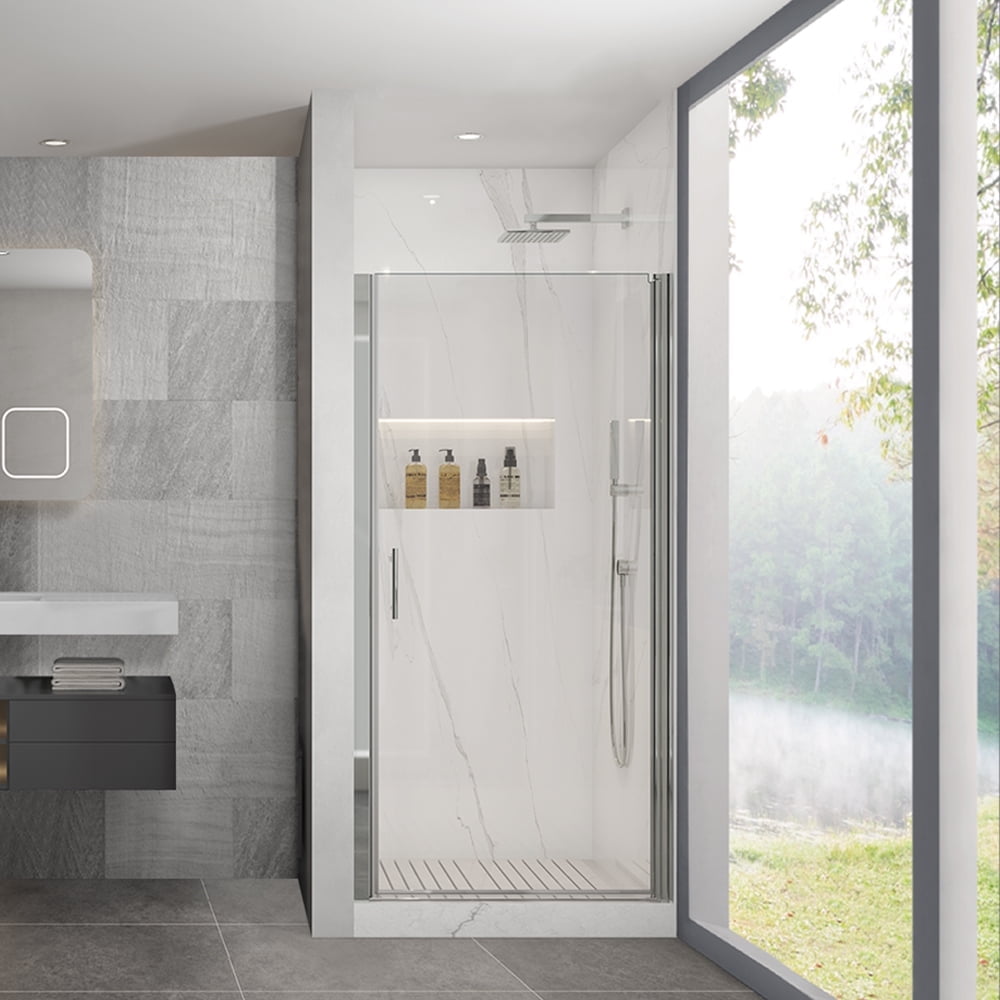 Dodrehome 24" W x 72" H Frameless Pivot Shower Door with 1/4"(6mm ...