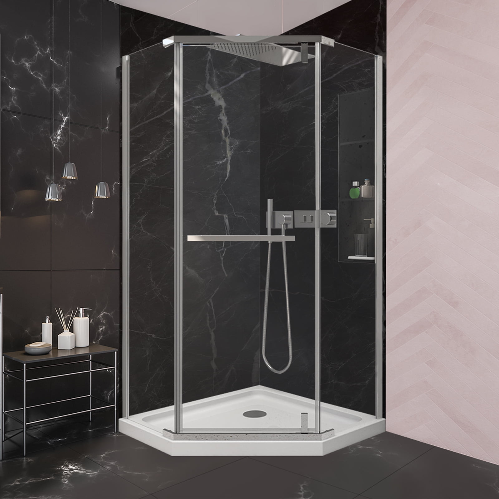 Dodrehome 36"W x 72"H Neo-Angle Frameless Shower Door，Corner Shower Enclosure with 1/4"(6mm ...