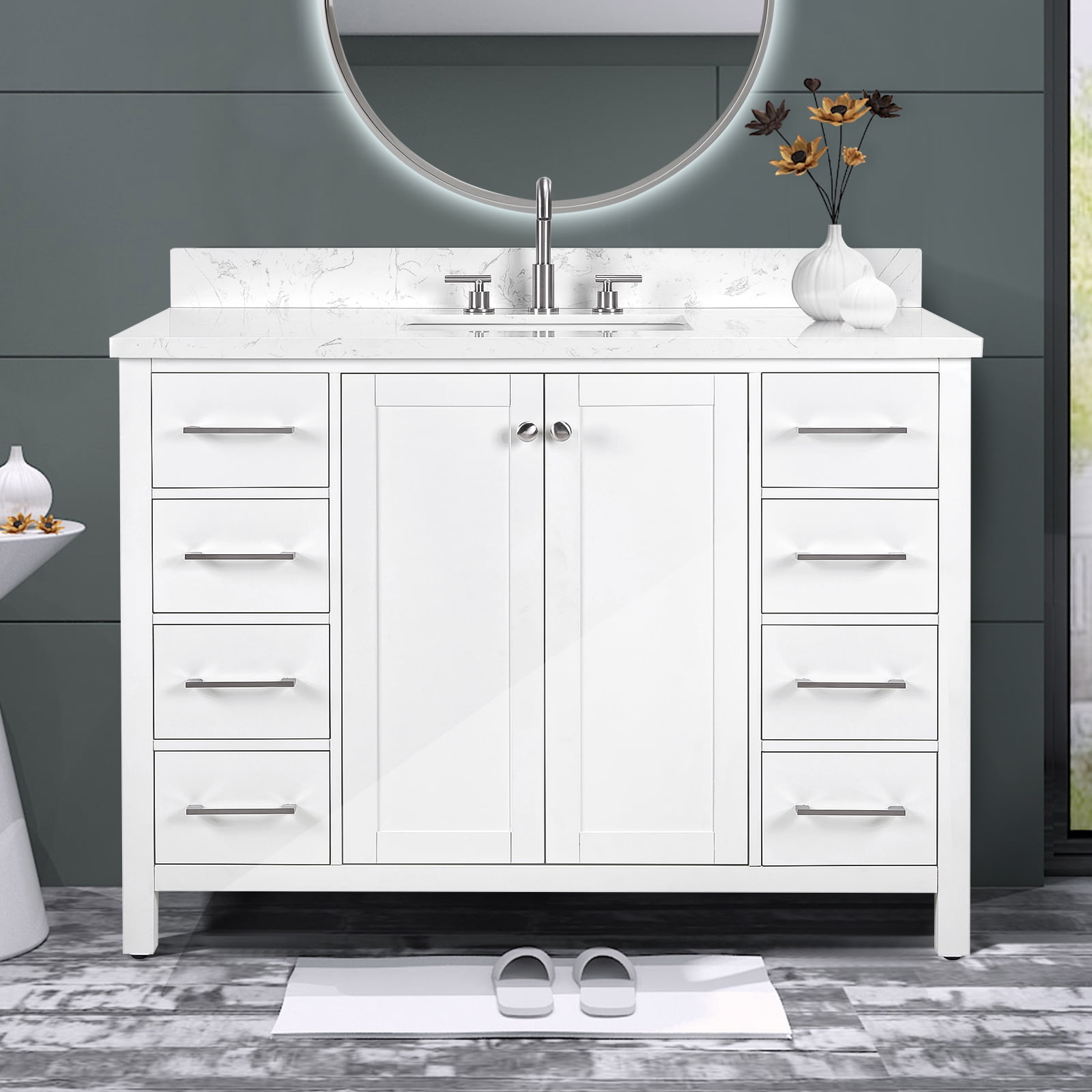 48 White Bath Vanity