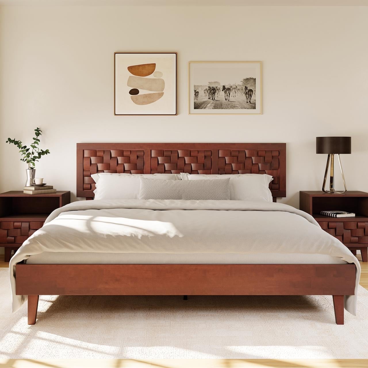 Dodrehome,Solid Bed Frame,Queen Bed Frame,Wooden Platform Bed Frame ...