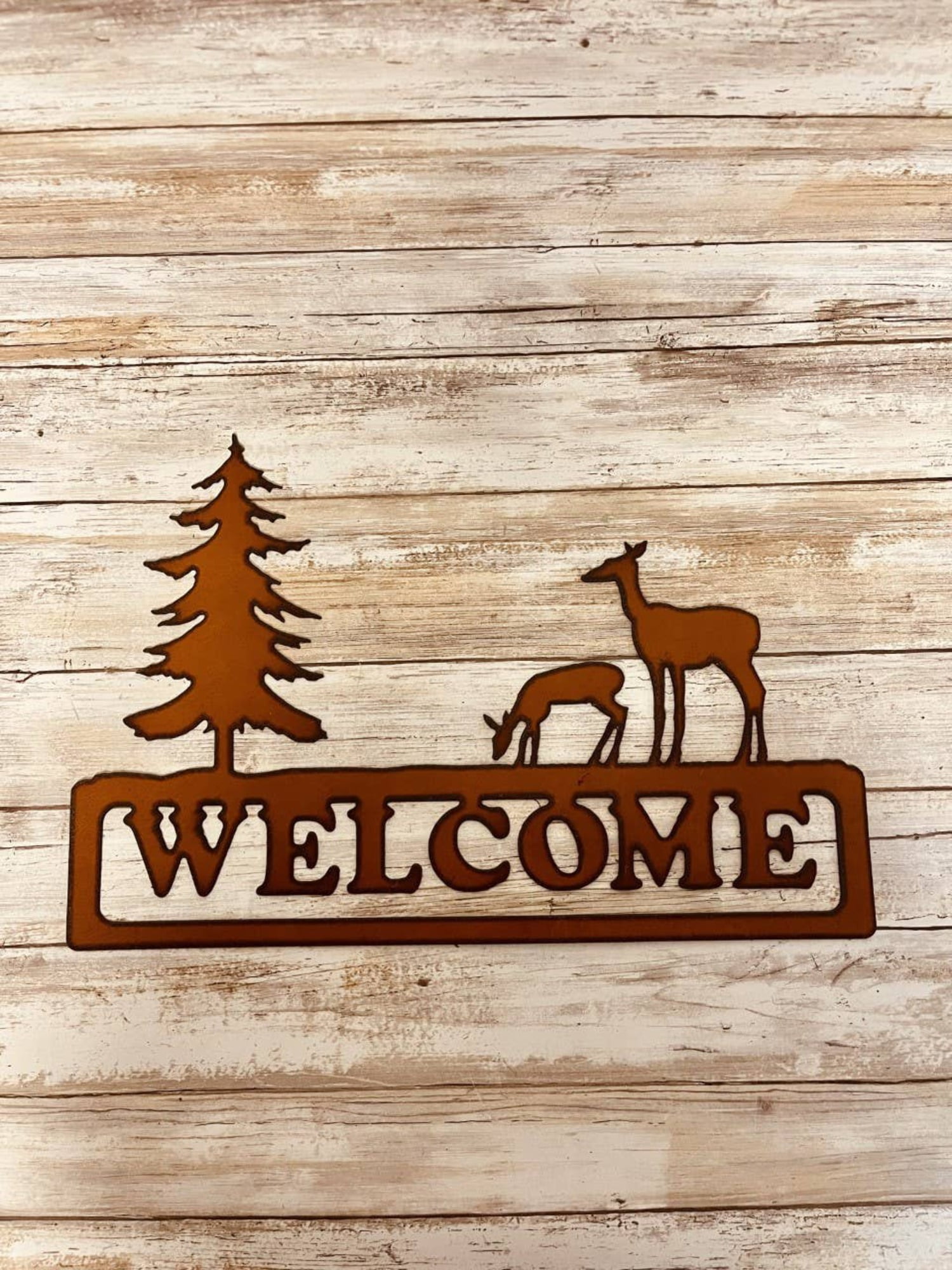 Doe and Tree Horizontal Welcome Lodge Sign - Walmart.com