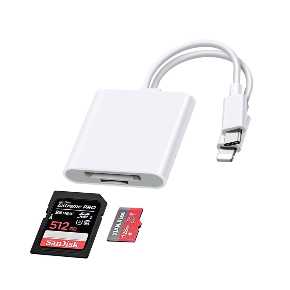 FIEWESEY Multi Lightning + USB C 2-in-1 Memory Card Reader Adapter SD ...