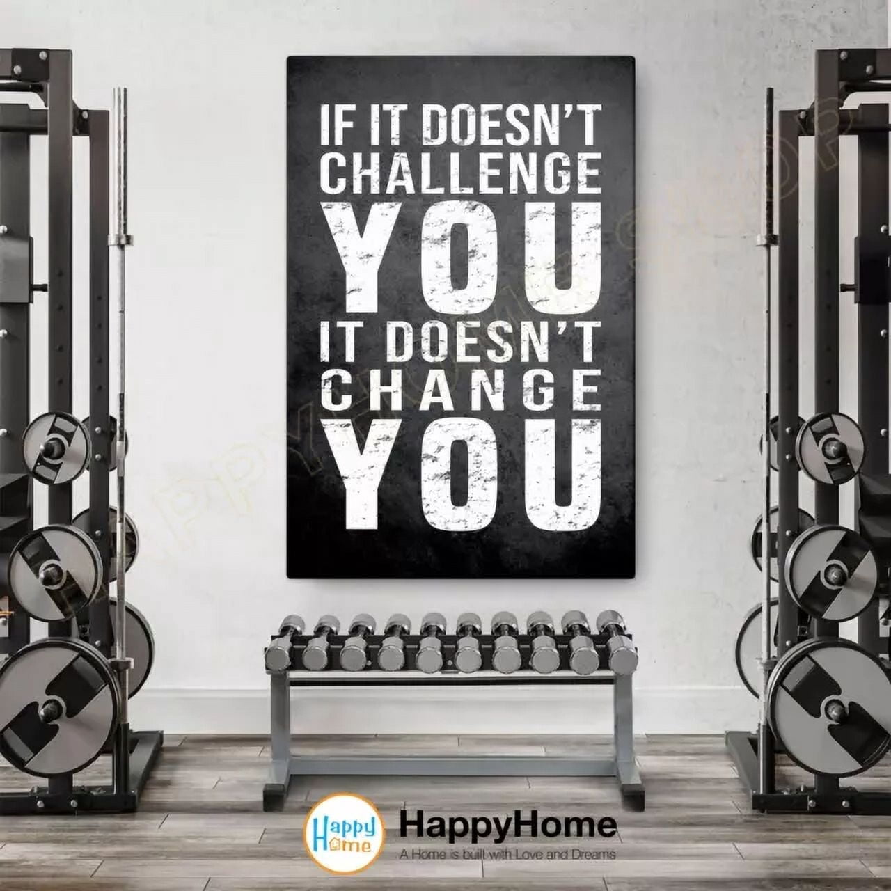 Doesn'T Challenge Doesn'T Change Wall Art Home Gym Print Workout Room ...