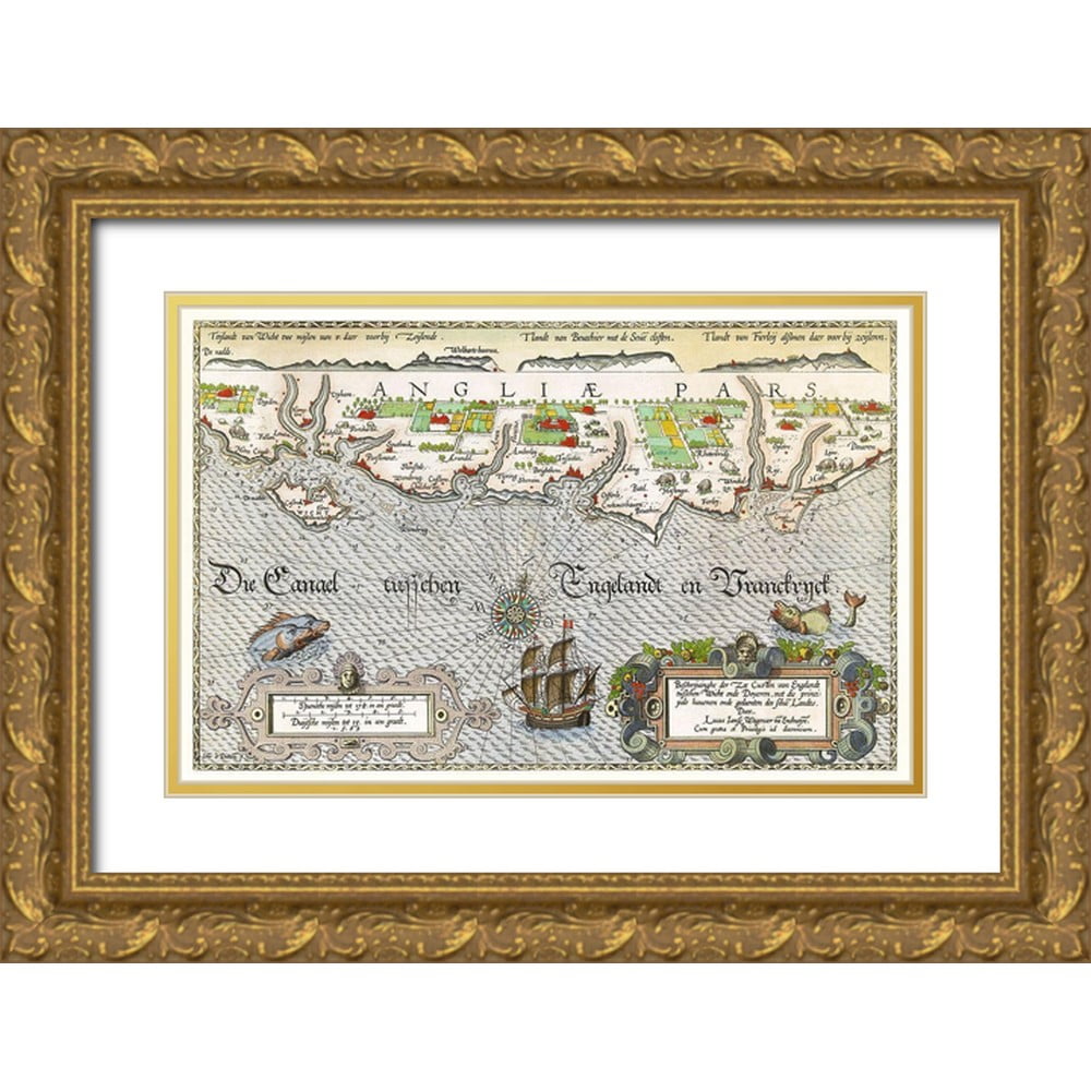 Doetechum, Joannes van 32x22 Gold Ornate Wood Framed with Double ...