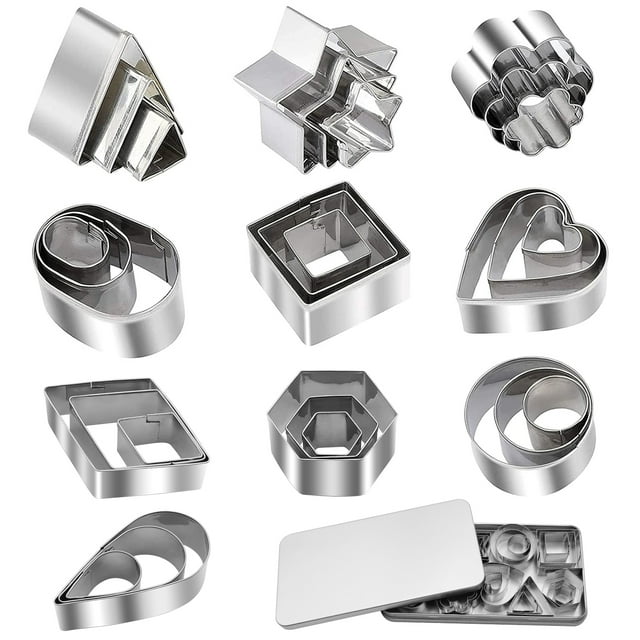 Dofulay 30Pcs Mini Cookie Cutters Stainless Steel Heart Circle Star ...
