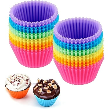 Silicone Cupcake Molds- 12 Pack Reusable Baking Muffin Cups, Non-Stick ...