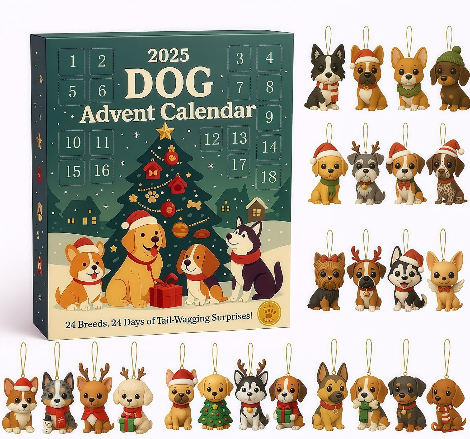 Dog Advent Calendar 2025, 24 Days Dog Christmas Countdown Calendar with ...