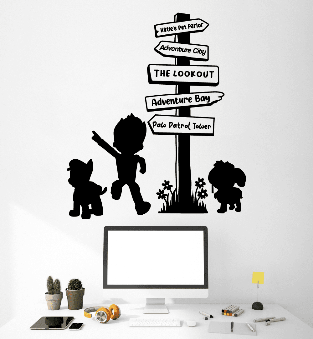 Dog Adventure City Lookout Pathway Signage Cartoon Wall Sticker Art ...