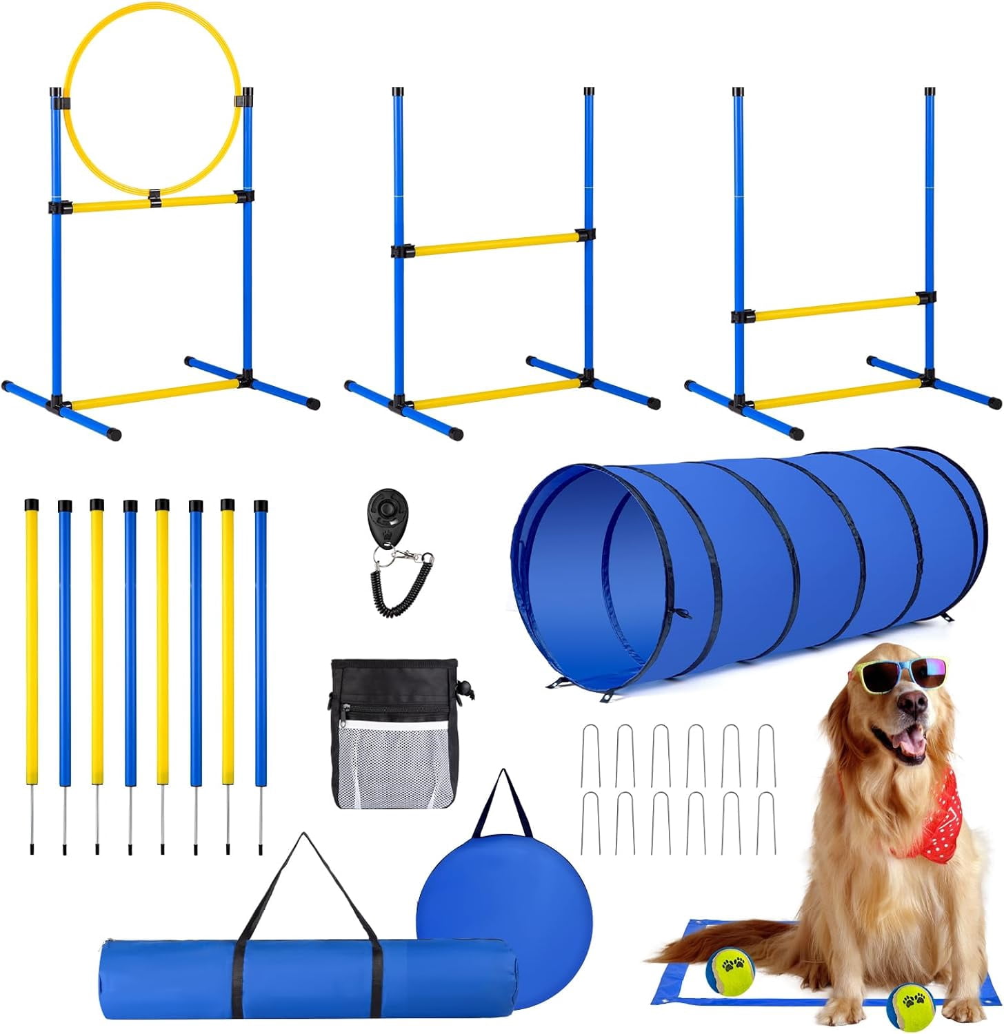 Dog Agility Course Backyard Set，Dog Agility Equipment, Dog Obstacle ...