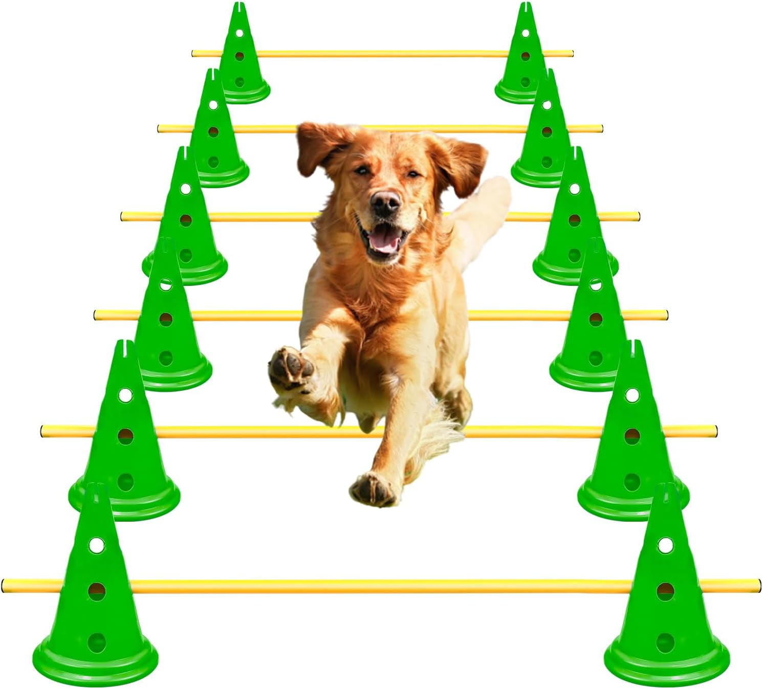 Dog Agility Hurdle Cone Set Dog Agility Course Backyard Set Include 12 ...