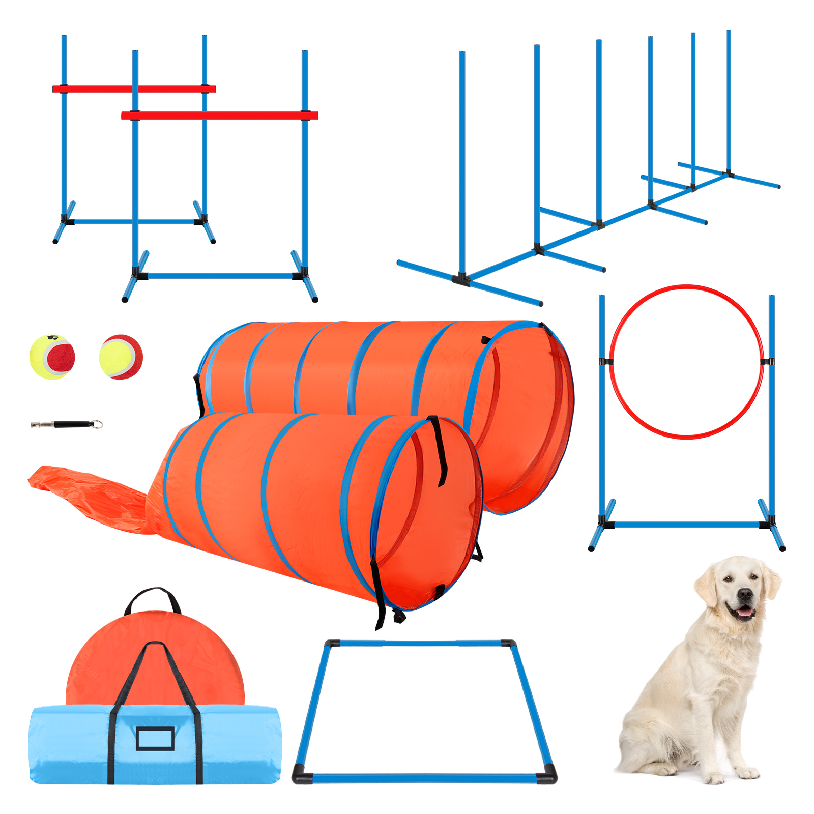 Pawhut 4PC Obstacle Dog Agility Training Course Kit Backyard ...