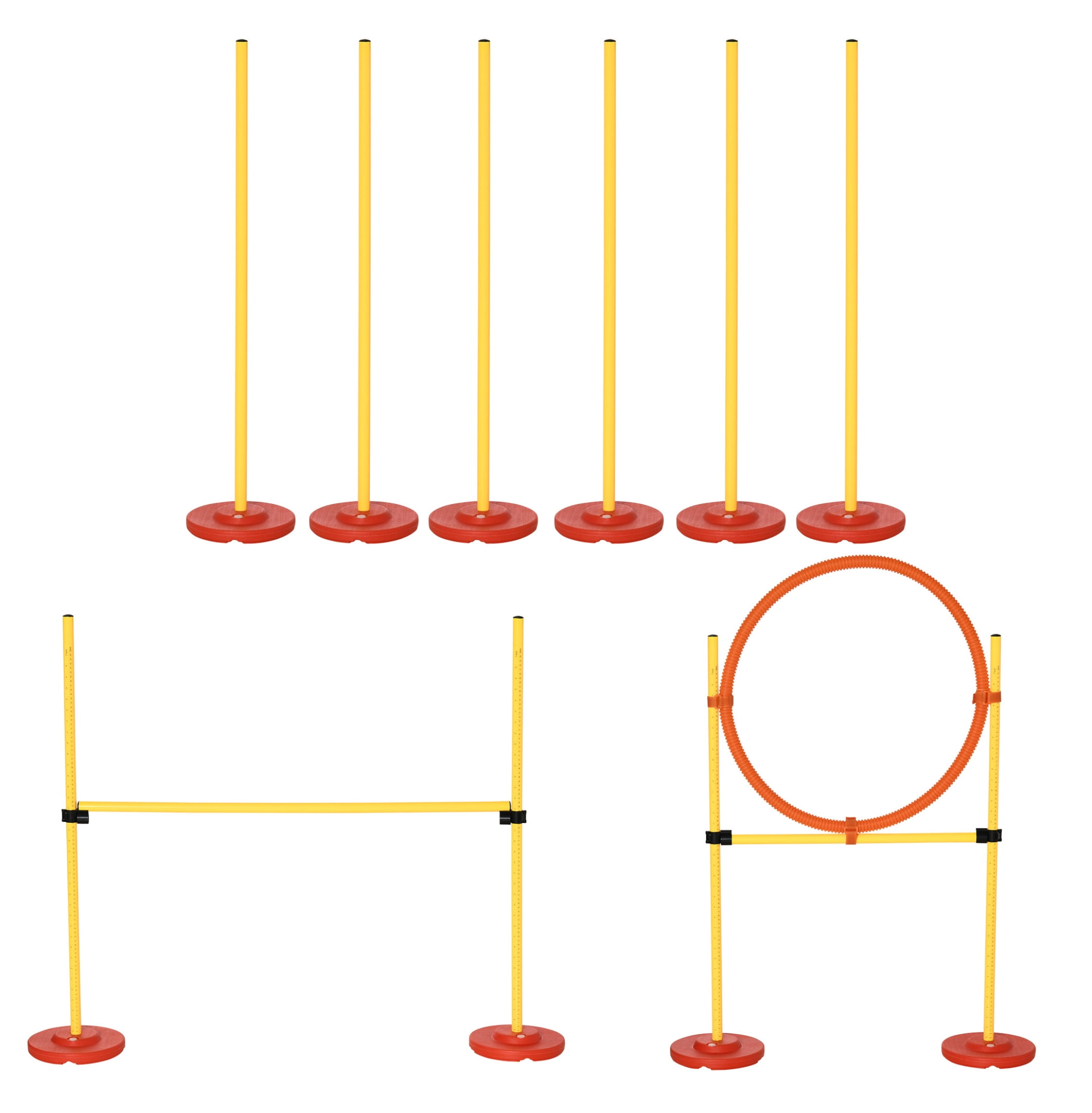 Dog Agility Training Kit - 3PC Obstacle Course Set w/ Hurdle, Weave ...