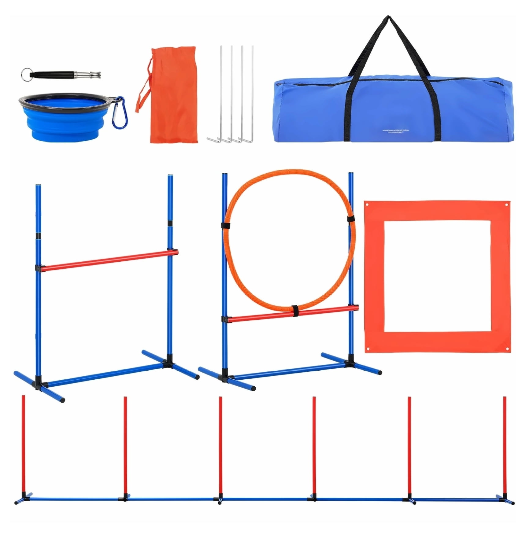 Dog Agility Training Kit - 4PCS Jump, Ring, Weave Poles & Pause Box ...