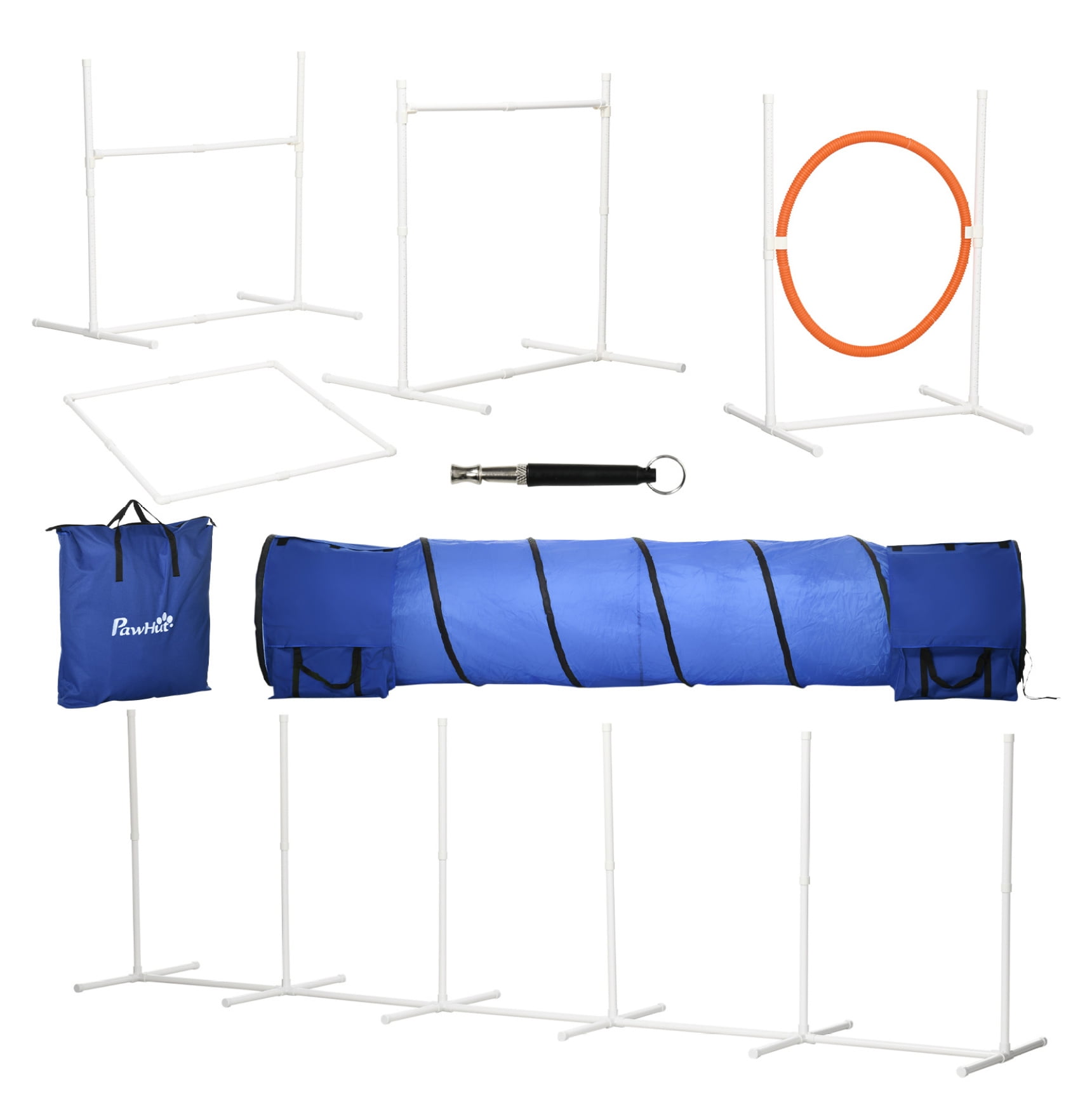 Dog Agility Training Kit - 8 Piece Obstacle Course with Tunnel, Jumps ...