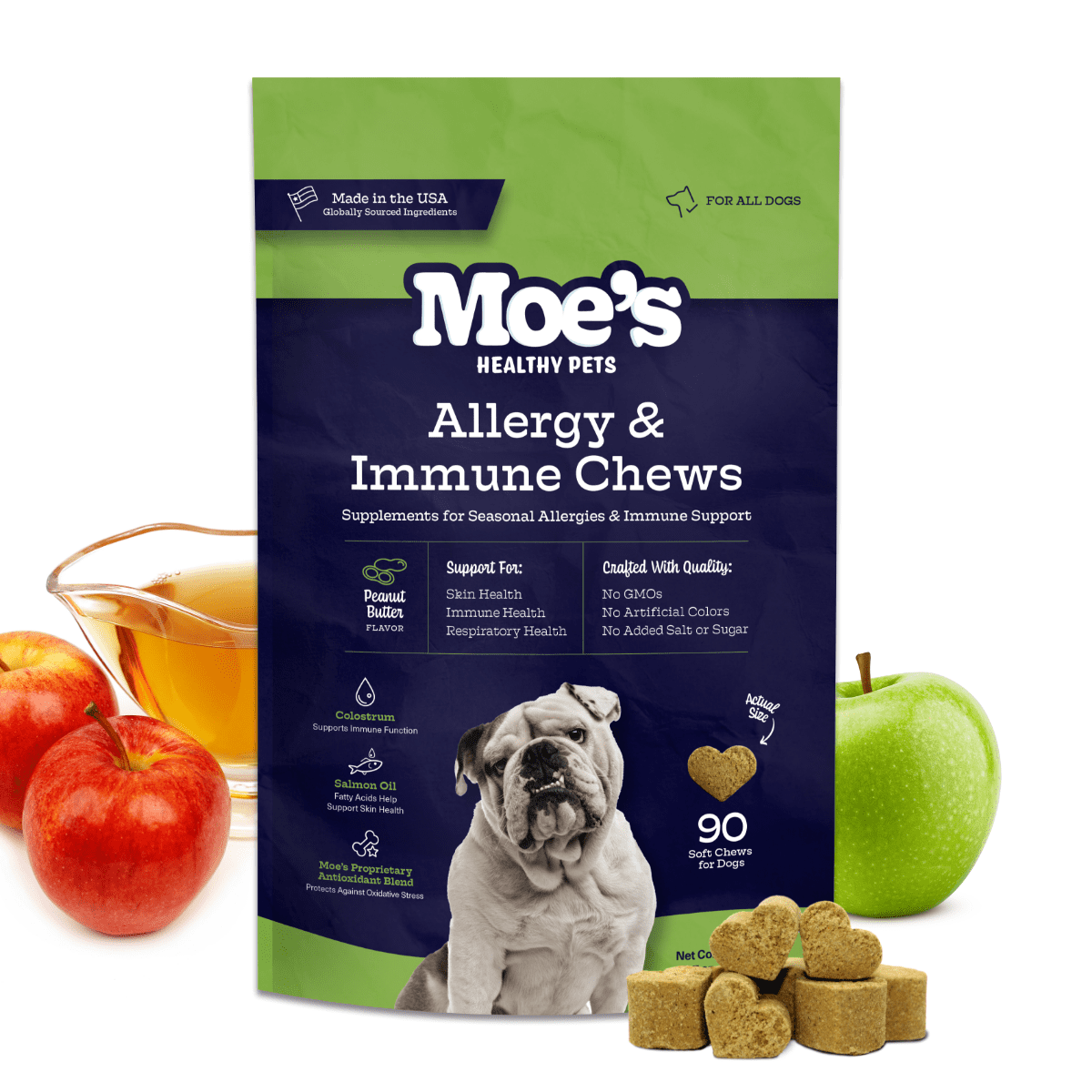 Dog Allergy & Immune Supplement Chews (Peanut Butter) - Colostrum ...
