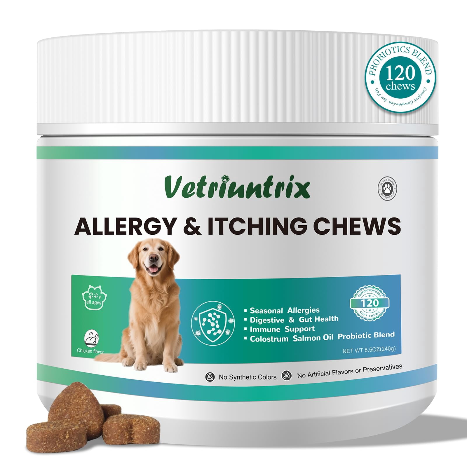 Dog- Allergy Relief Chews 120ct, Dog-s Allergy Chews for Paw Licking ...