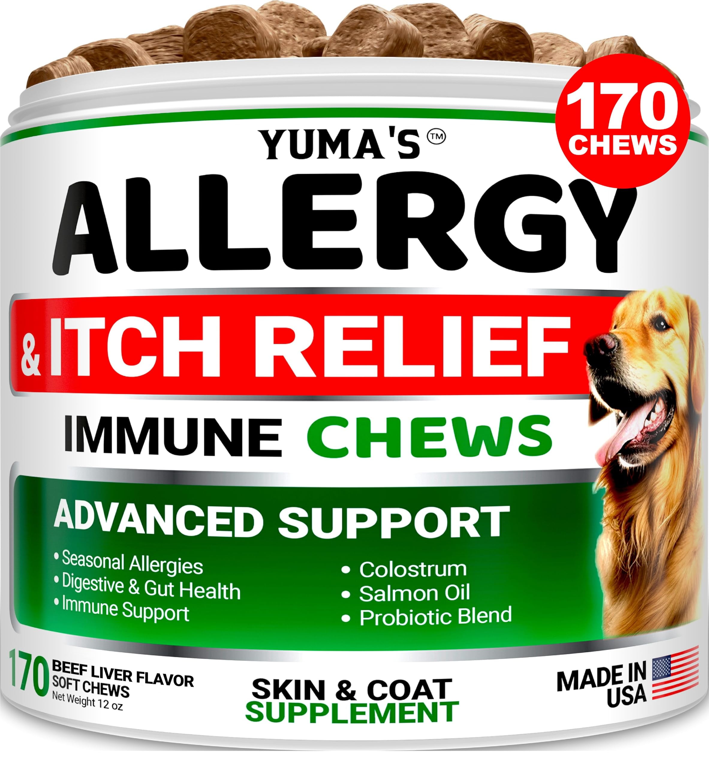 Dog Allergy Relief Chews - Dog Itching Skin Relief Treatment Pills ...