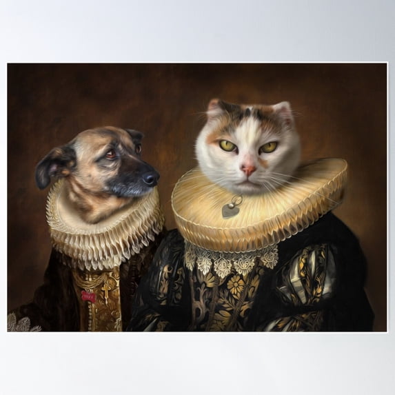 Dog And Cat Portrait - Roxy And Slinky Poster Wall Art Modern Wall ...