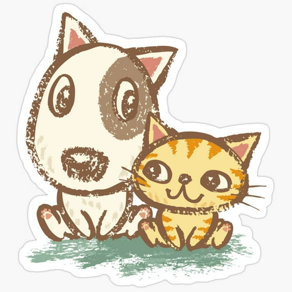 Dog And Cat With Good Relations Sticker Phone Decal Water Bottle ...