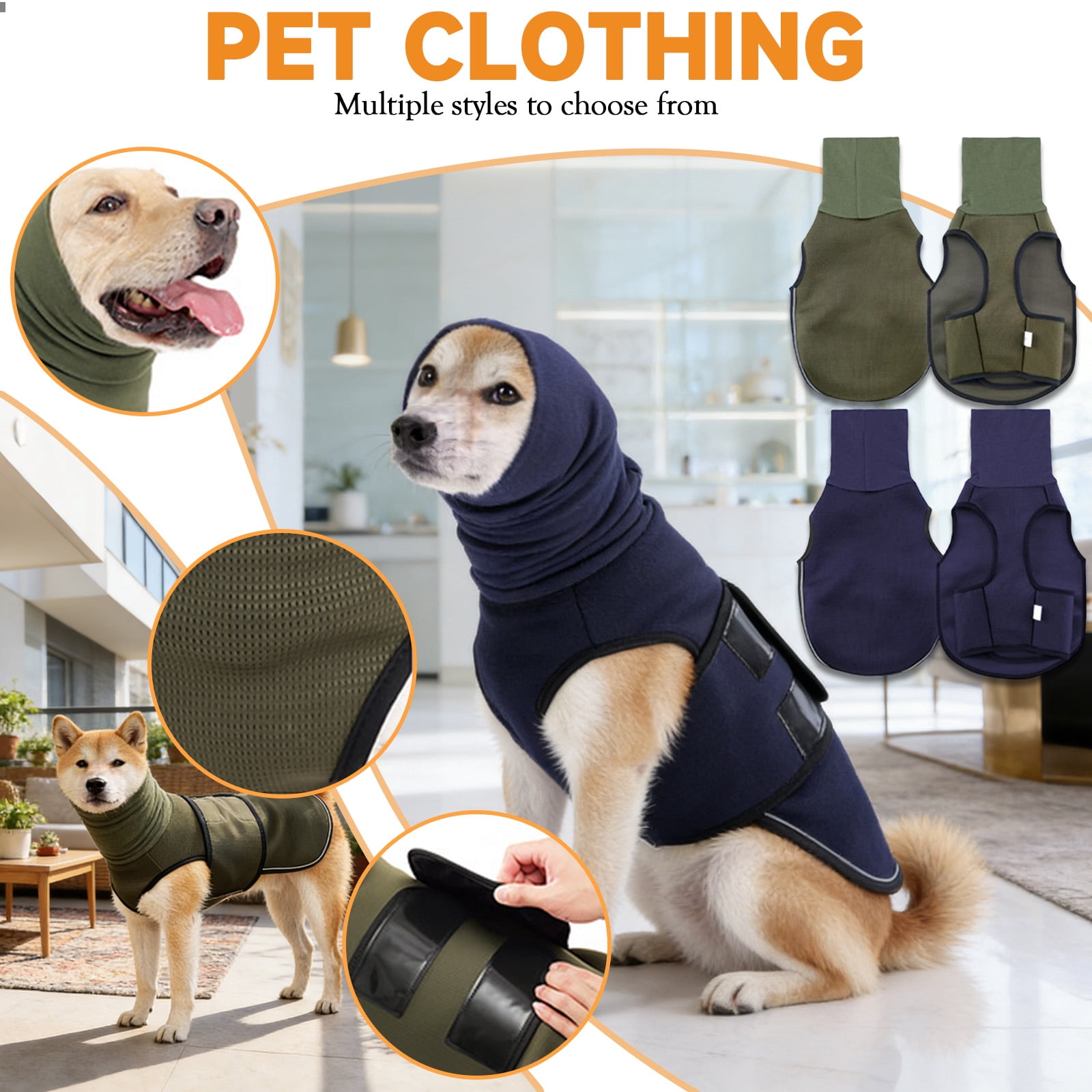 Dog Anxiety Vest,Pet Calming Hoodie Breathable Dog Anti-Anxiety Jacket ...