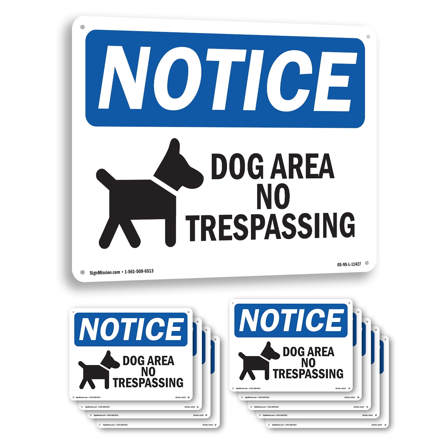 Dog Area No Trespassing OSHA Notice Rigid Plastic Sign 18 Inch x 12 ...