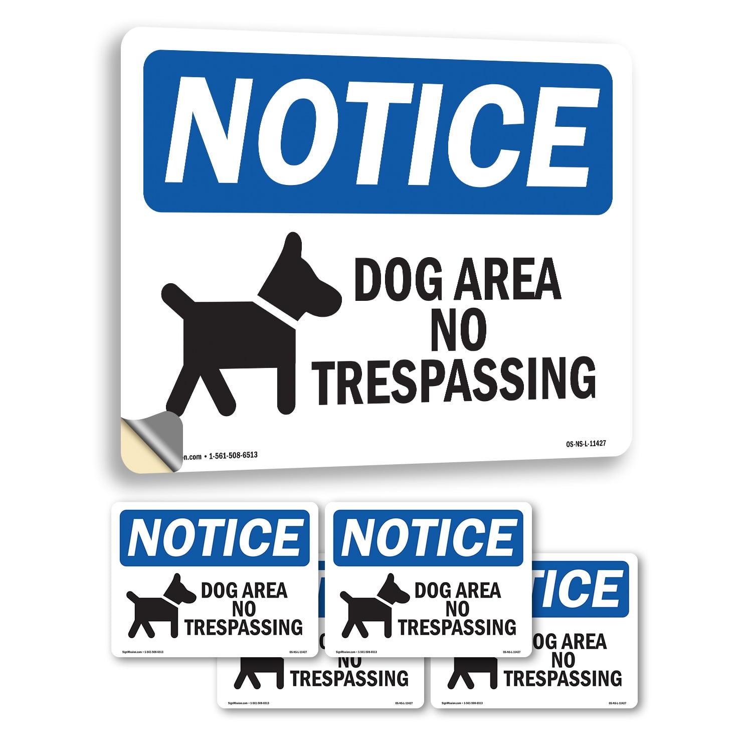 Dog Area No Trespassing With Symbol OSHA Notice Vinyl Decal Label 14 ...
