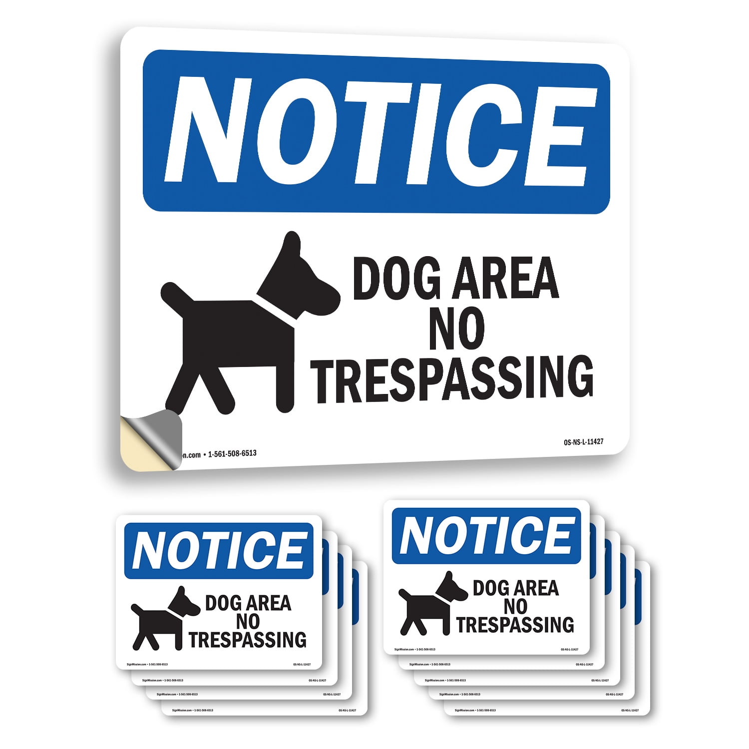 Dog Area No Trespassing With Symbol OSHA Notice Vinyl Decal Label 18 ...