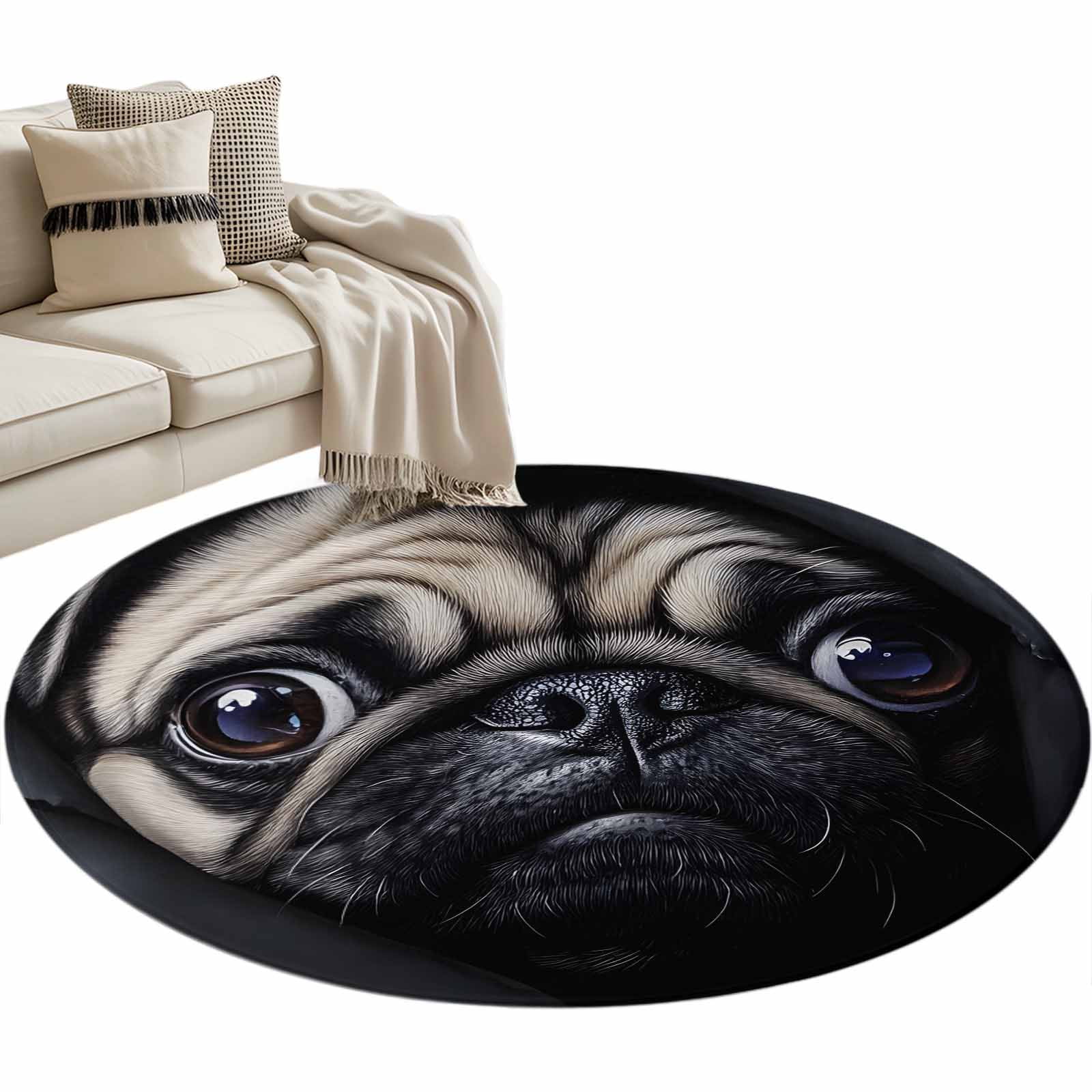Dog Area Rug, Pet Eyes Washable Large Circle Carpet, Non Slip Round Rug ...