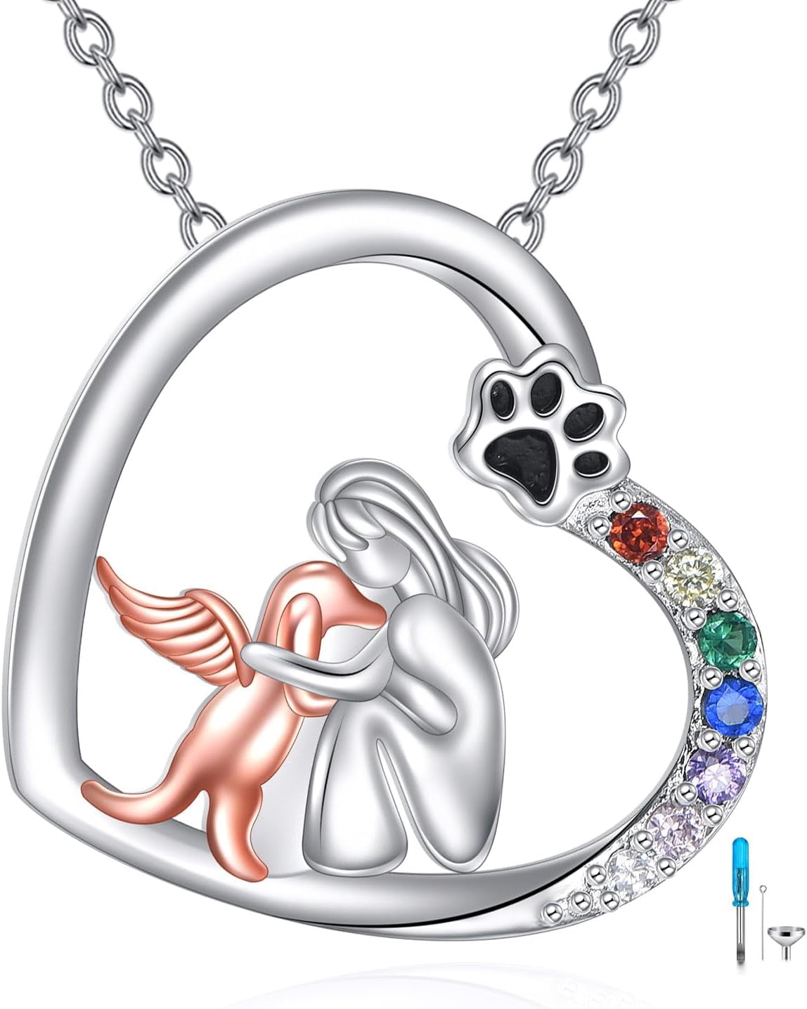 Dog Ashes Necklace Sterling Silver Rainbow Bridge Urn Necklace for ...