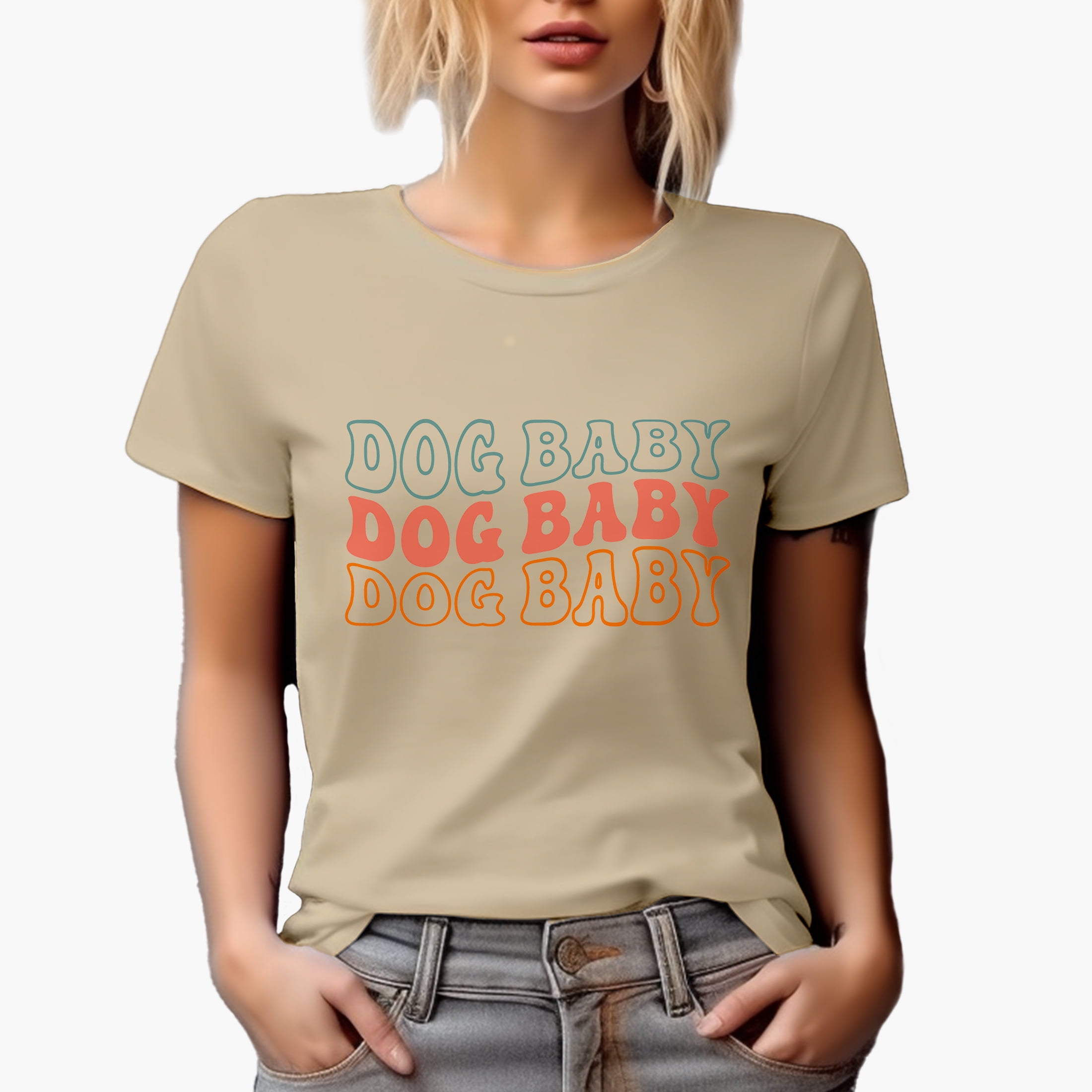 Dog Baby, Title for Newly Born Dogs, Groovy Retro Wavy Text Merch Gift ...