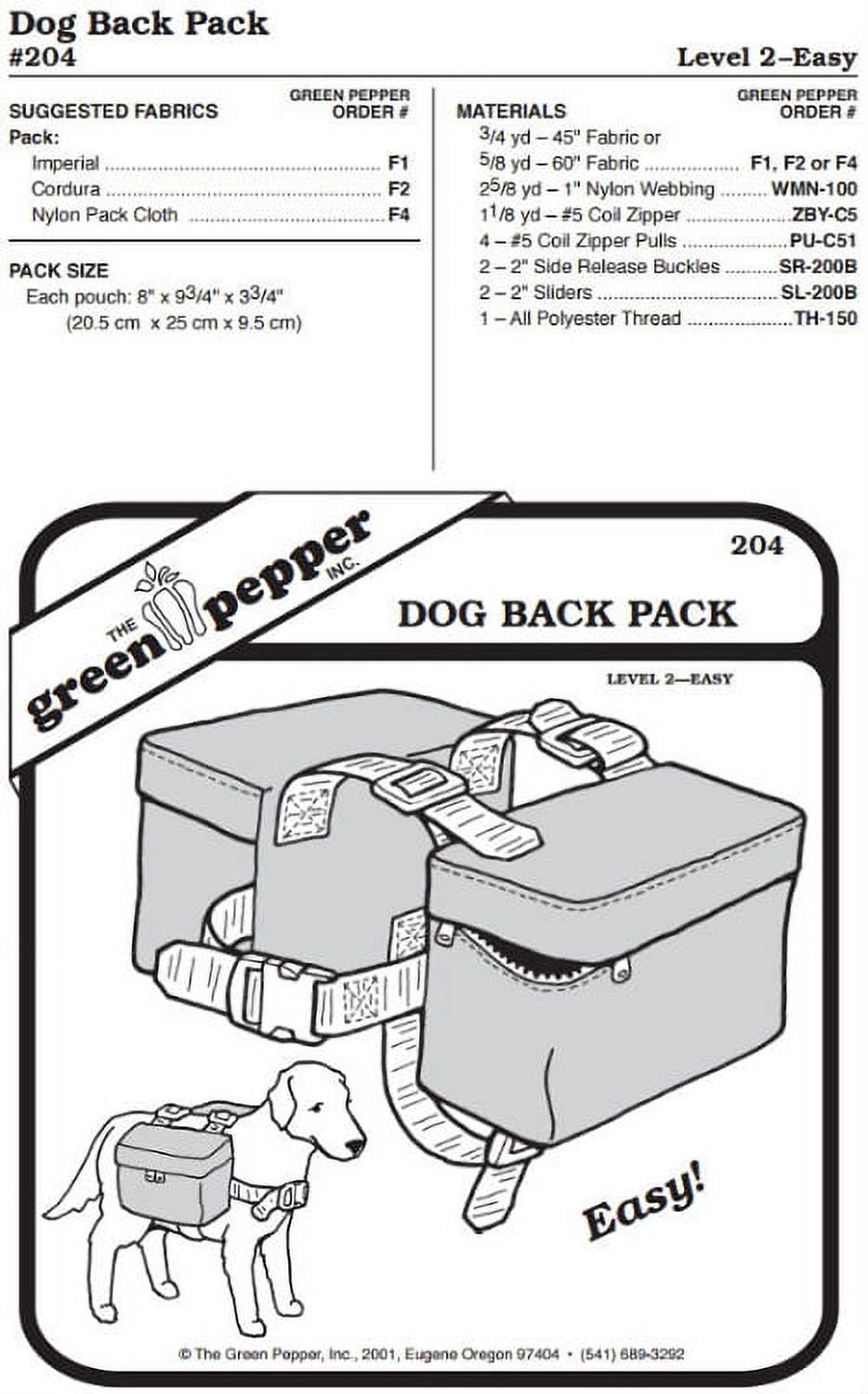 Dog Back Pack Bags #204 Sewing Pattern (Pattern Only) - Walmart.com