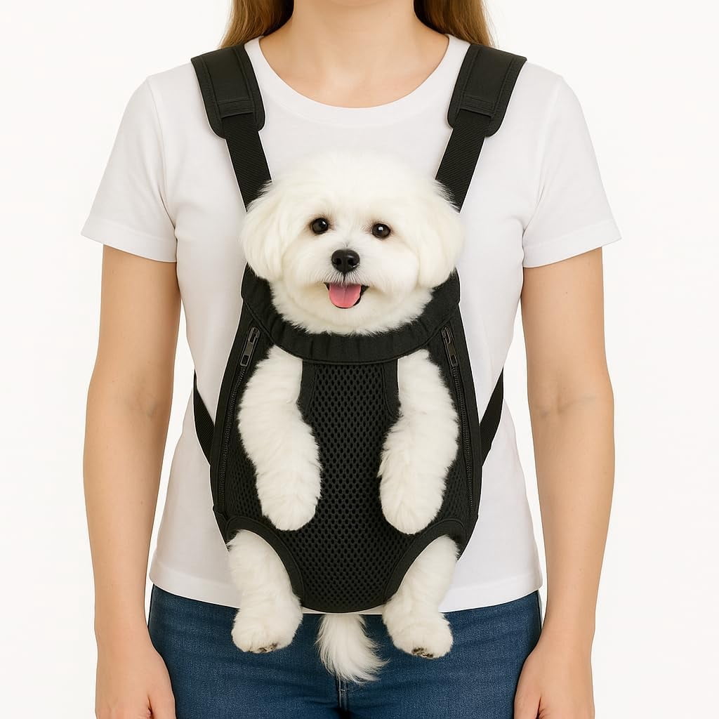 Dog Backpack Carrier, Adjustable Pet Front Carriers, Legs Out Carrying ...
