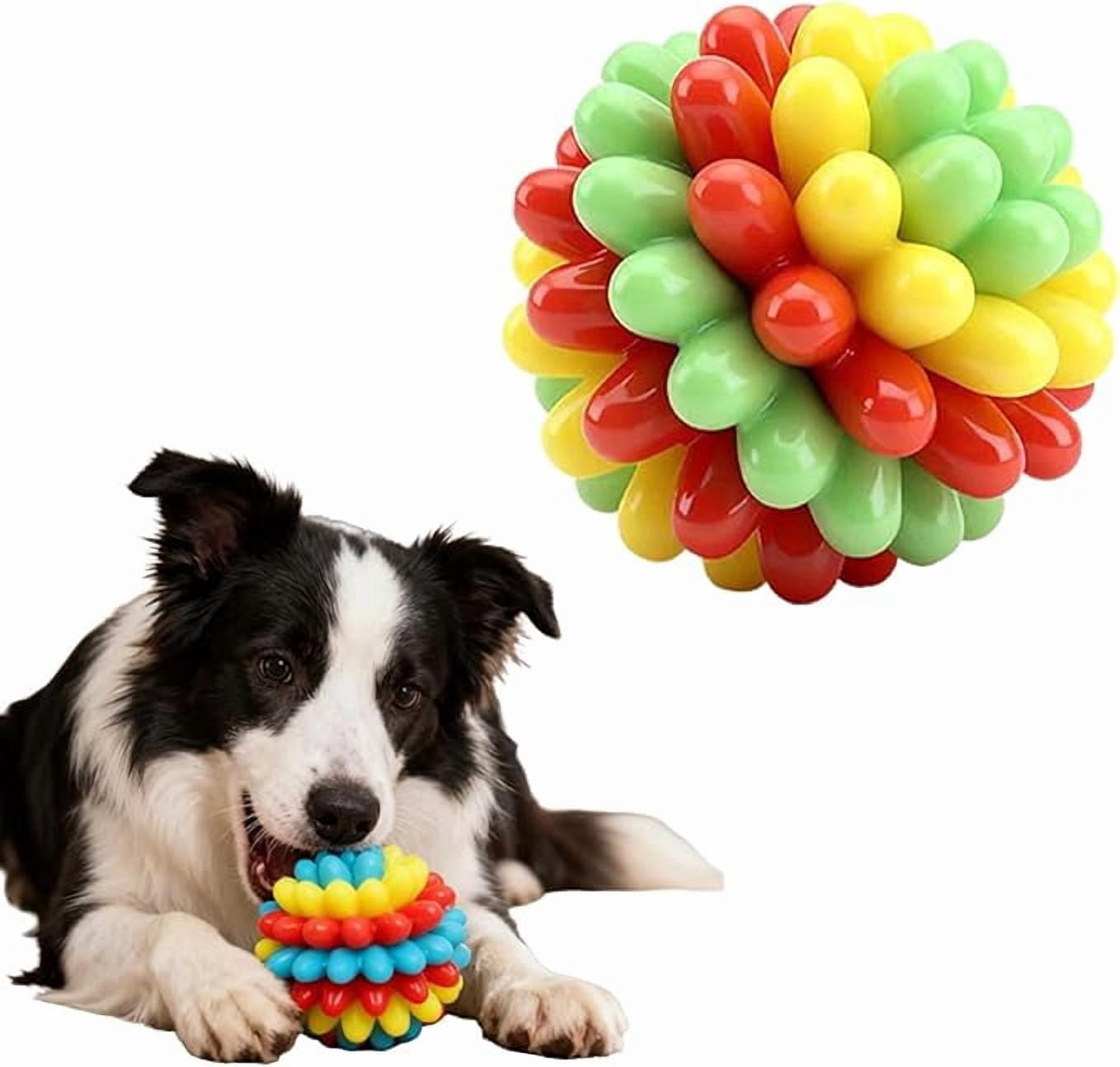 Dog Ball Toy, Interactive TPR Rubber Chew Ball for Teeth Cleaning and ...